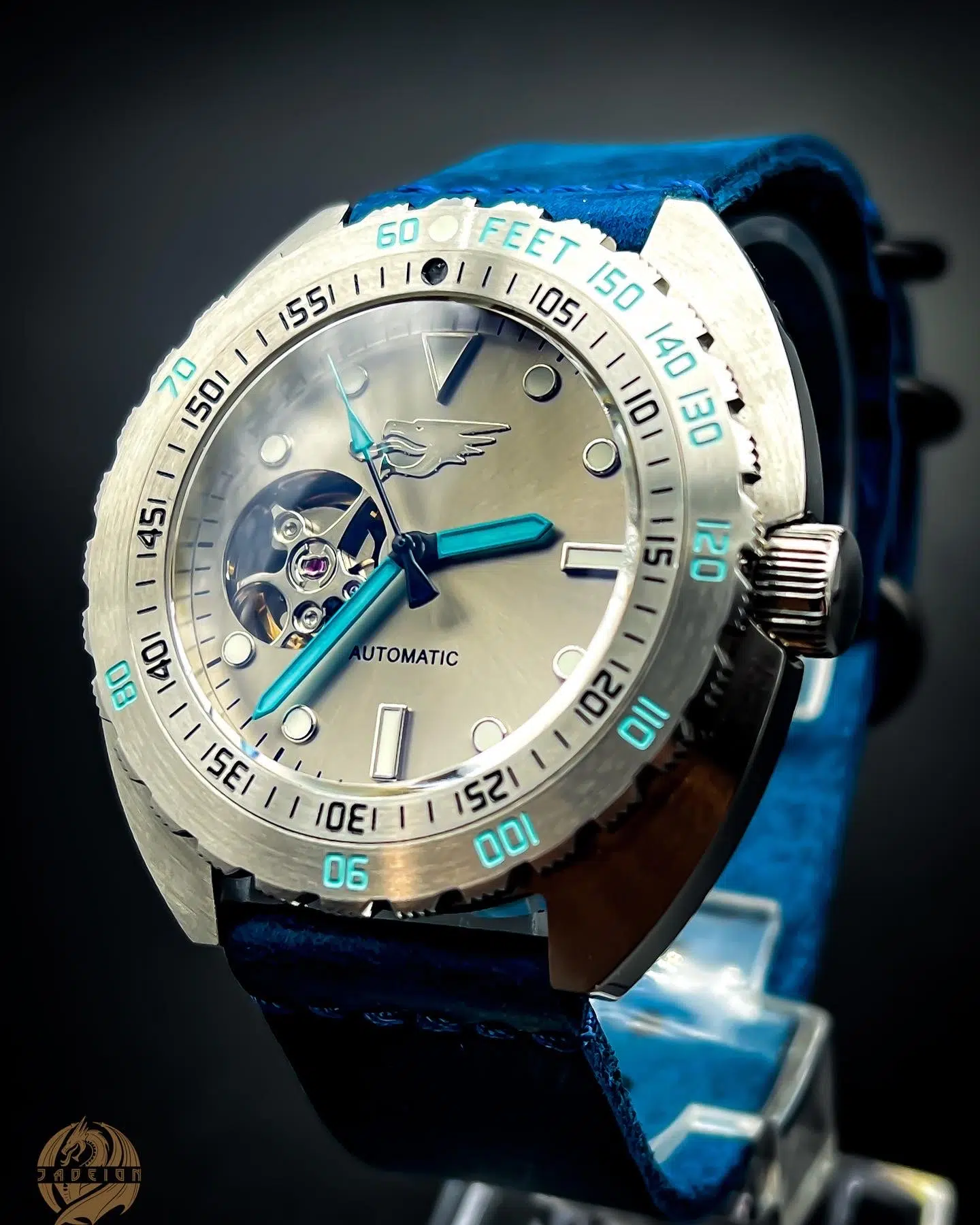 Jadeion Dragon Soxa Silver Open Heart Seiko NH38 Automatic Watch ...